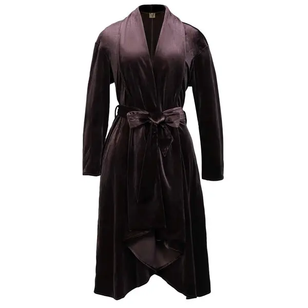 SMART AND JOY Wrap Velvet Dress With Ruffle Hem - Purple