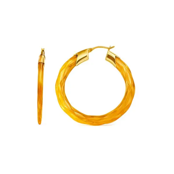 GOLD & HONEY Swirl Twist Lucite Hoop Earrings With Citrine - Yellow/gold
