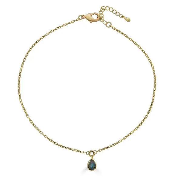 LONI PAUL JEWELRY Labradorite Prong Pendant Necklace - Gold