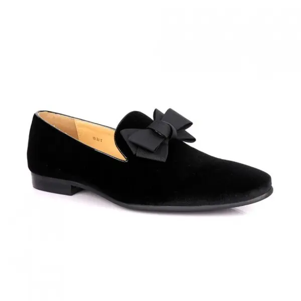 DAVID WEJ Alfred Velvet Bow Loafers - Black
