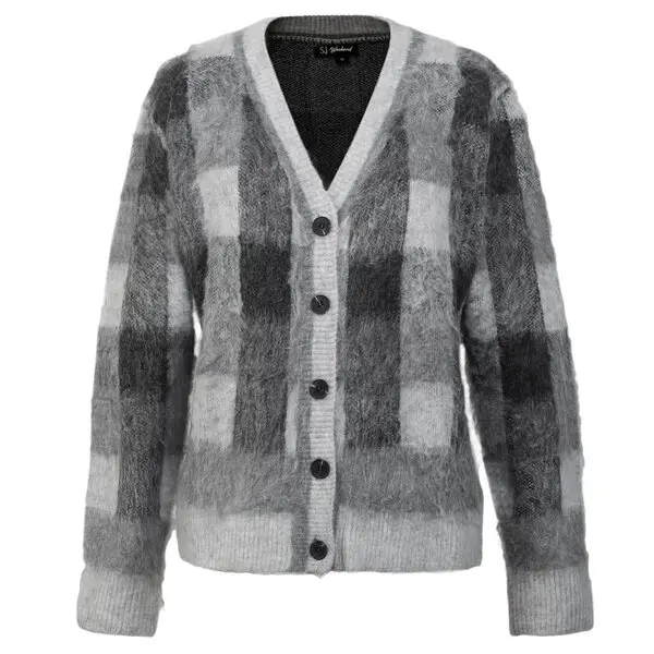 SMART AND JOY Check Pattern Cardigan - Grey