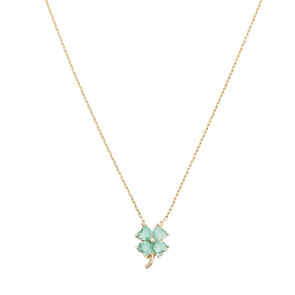 SPERO LONDON Gold Tone Four Leaf Clover Pendant Necklace - Gold/green