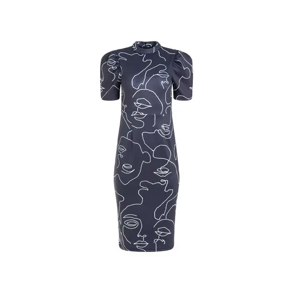 THE GT ATELIER Graphic Print Midi Dress