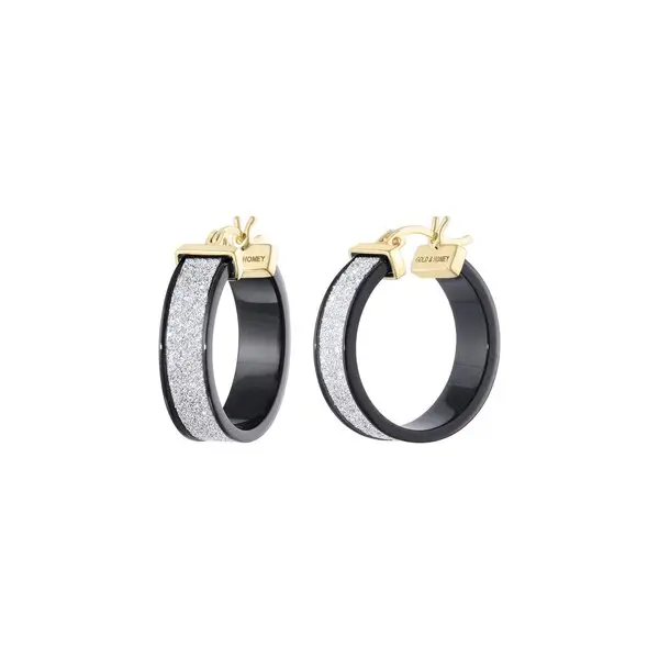 GOLD & HONEY Glitter Hoop Earrings - Black/silver
