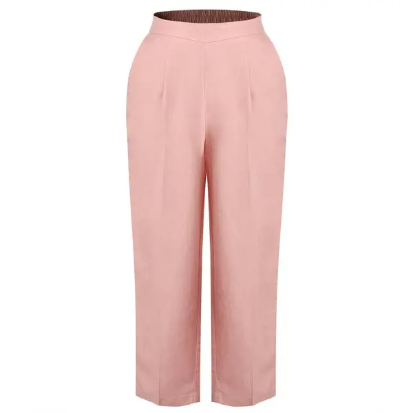 SMART AND JOY Straight Linen Pants - Pink