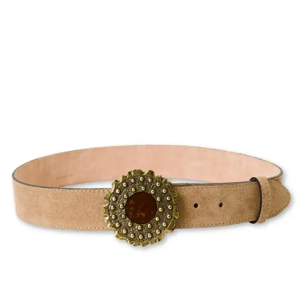 JUAN-JO Suede Belt With Enameled Buckle - Beige