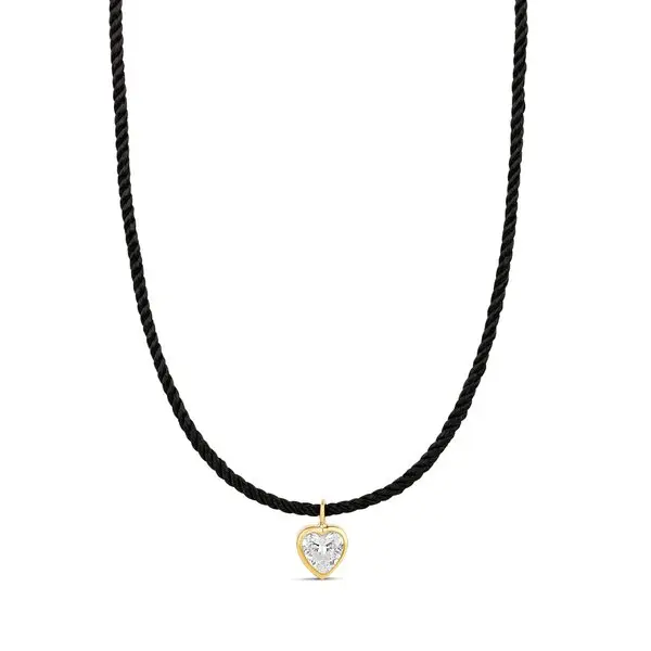 SHYMI Cord Necklace With Heart Pendant - Gold