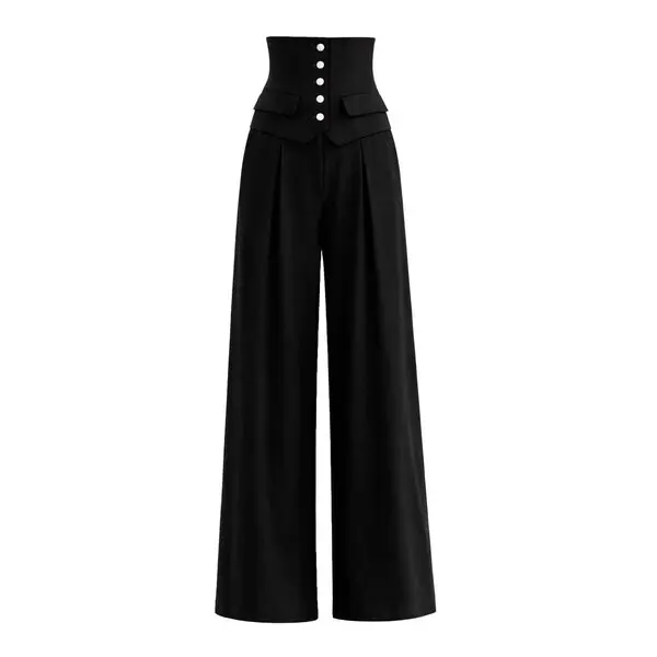 JULIA ALLERT Buttoned Corset-waist Tailored Trousers