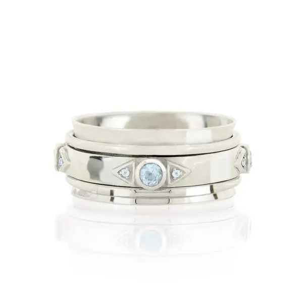 CHARLOTTE'S WEB JEWELLERY Trikona Peace Spinning Ring - Blue/silver