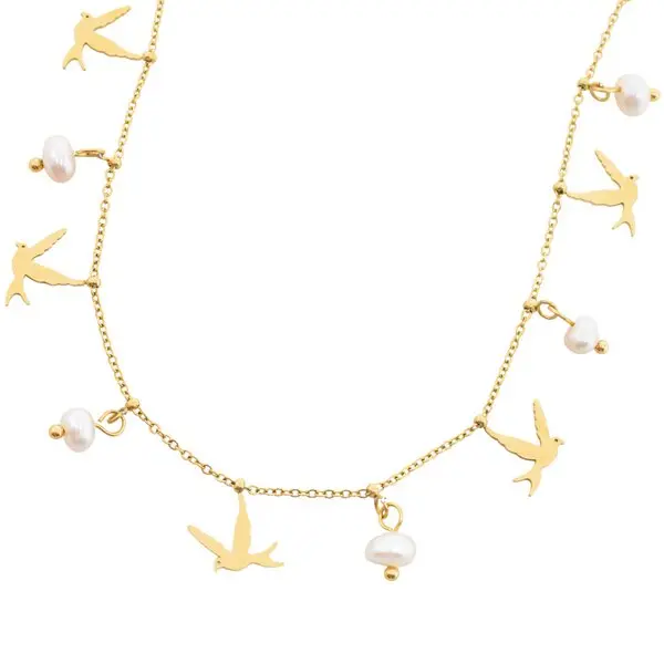 STARFISH PROJECT Wings Of Hope Pearl Necklace - Gold