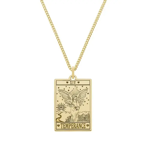 CARTERGORE Medium 9ct 375 "temperance" Tarot Card Necklace - Gold