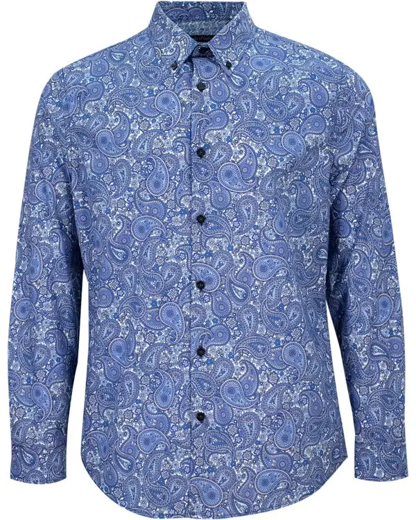 LORDS OF HARLECH Morris Pow Paisley Shirt - Blue