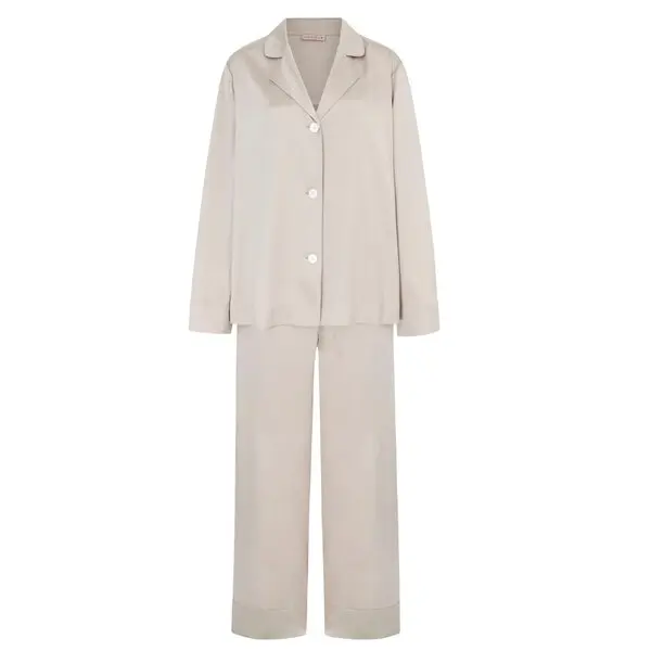 MAMU DREAM Neutrals Antique Gold Classic Silk Pyjama Set - Yellow