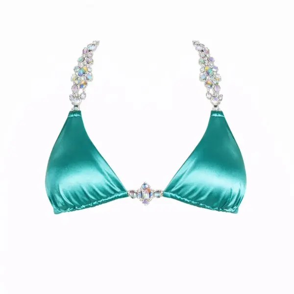 BELLETAGE SWIMWEAR Emerald Rhinestone Bikini Top - Green