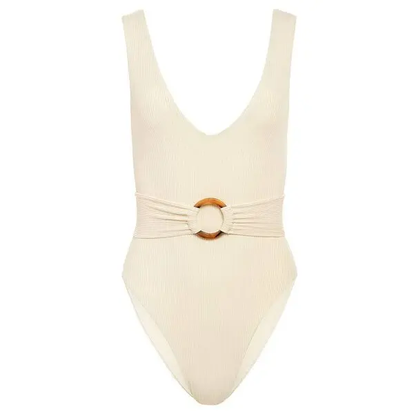 MONTCE Ribbed One-piece With Belt - Green/red
