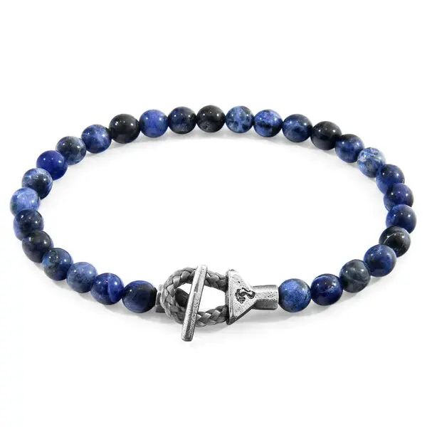 ANCHOR & CREW Sodalite Mantaro Silver And Stone Bracelet - Blue