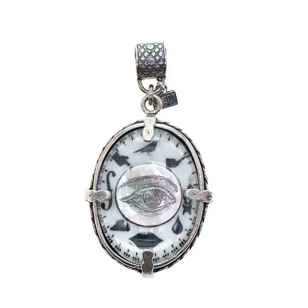GEM KINGDOM Sterling Silver Back To The Future Pendant - White/black/silver