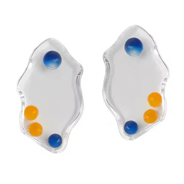 SMILLA BRAV Graffiti Glass Earrings - Blue/gray/yellow
