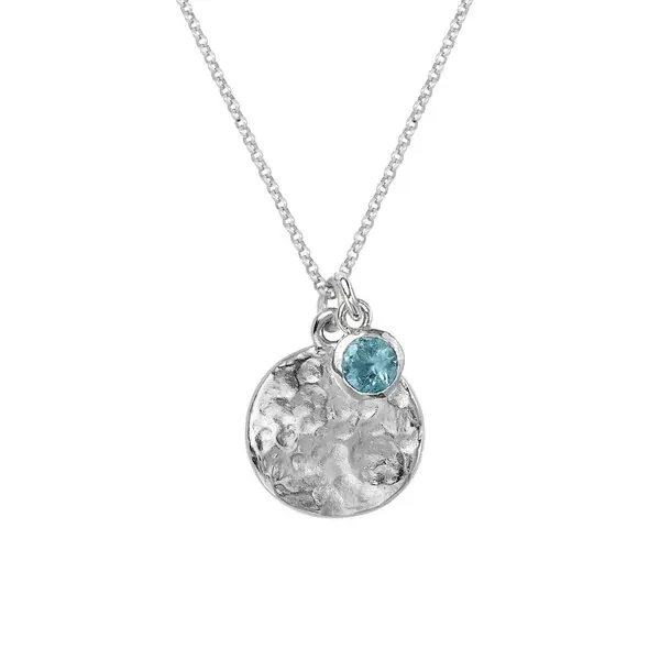 DOWER & HALL Hammered Disc & Blue Topaz Array Pendant - Silver
