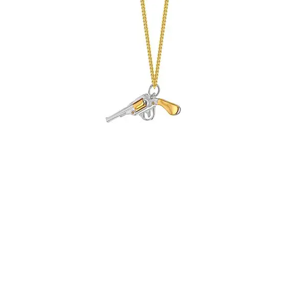 TRUE ROCKS Two Tone Mini Retro Pistol Pendant Necklace - Silver/gold