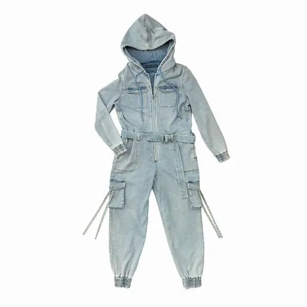 CIRCULAR PATH Terry Denim Jumpsuit - Blue