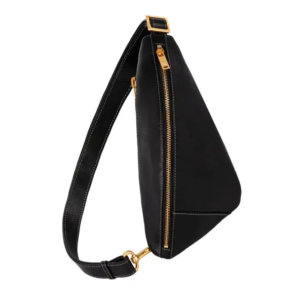 TIME RESISTANCE Leather Chest Bag - Black