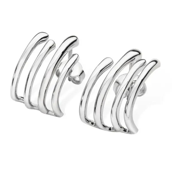 LUCY QUARTERMAINE Waterfall Four Hoop Stud Earrings - Silver