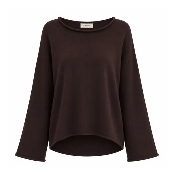 FIORA MUSE Relaxed Wide Sleeve Cashmere Sweater - Brown