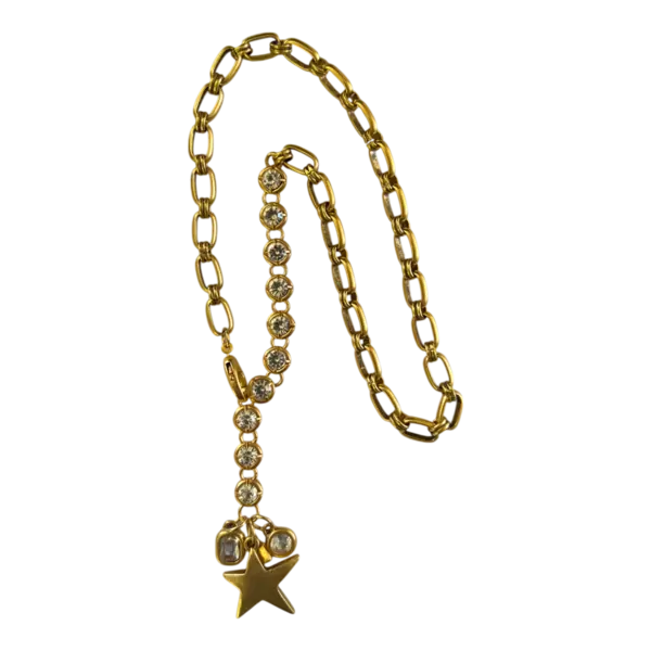 SCCOLLECTION Leon Rhinestone Lariat Necklace - Gold