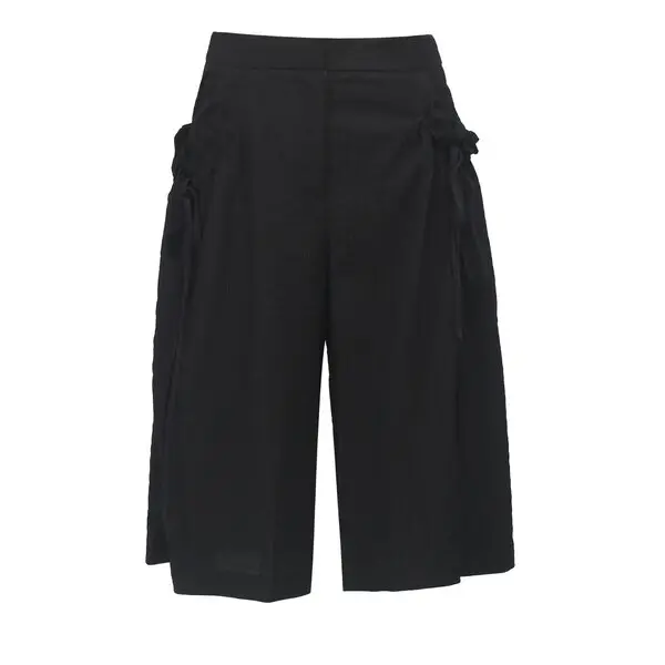SMART AND JOY Wide-leg Capri Trousers - Black