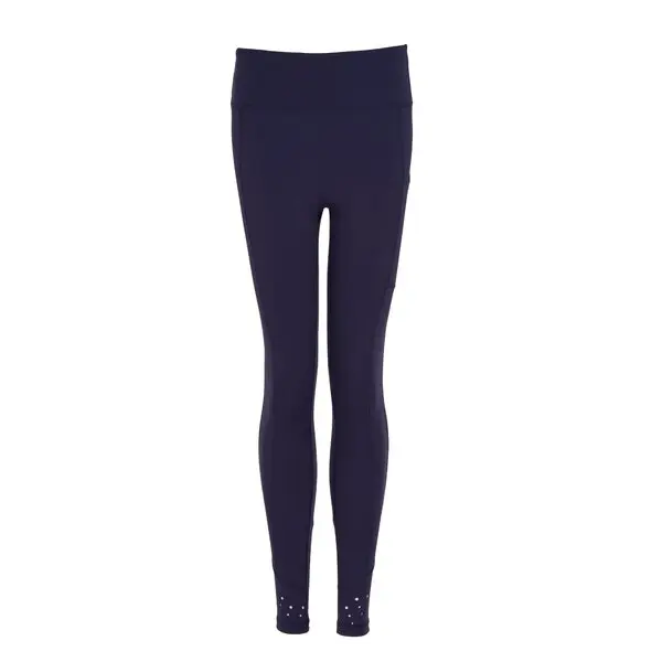 PERKY PEACH High Rise Laser Navy Full Length Leggings - Blue