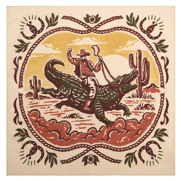 SQUAÏR Western Fangs Chili Cotton Bandana - Red