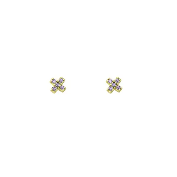 SOLIO JEWELLERY X Pavé Amethyst 18k Gold Stud Earrings - Gold/yellow