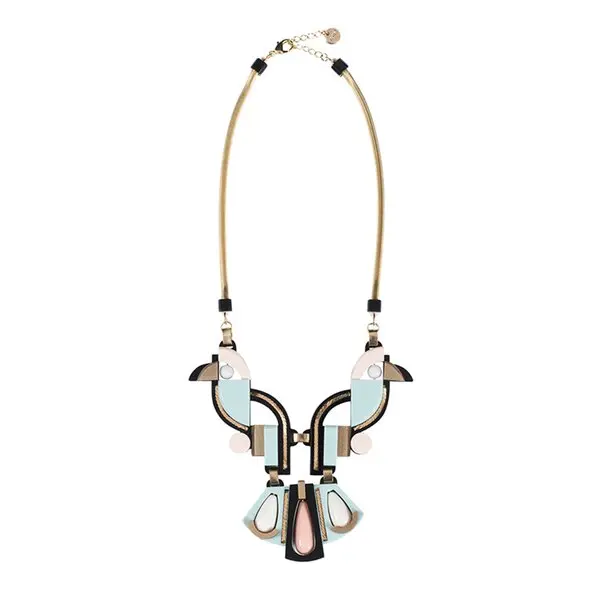 GISSA BICALHO Geometric Bird Acrylic Necklace - Green
