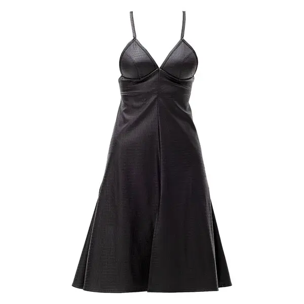 MAISON BOGOMIL Faux Leather A-line Midi Dress - Black