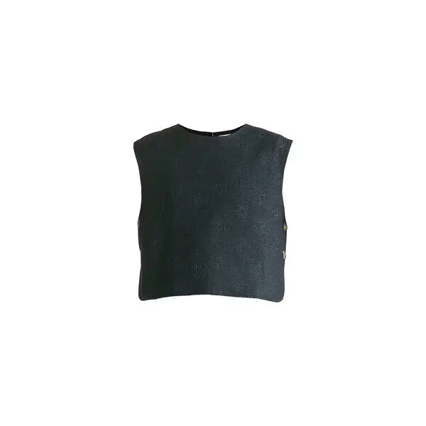 PAISIE Embossed Floral Denim Effect Top