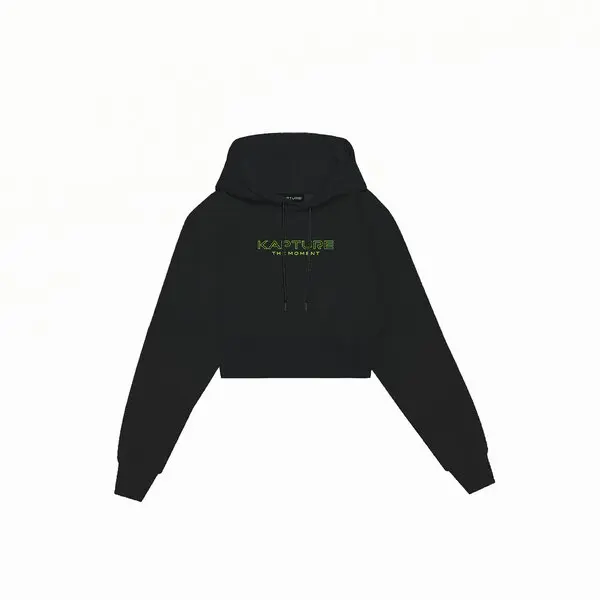 KAPTURE Logo-print Cropped Hoodie - Black