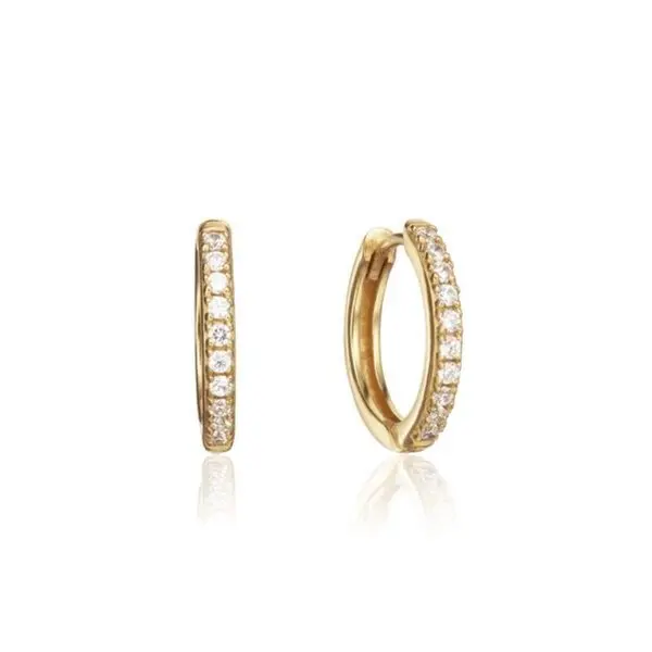 LILY & ROO Diamond Style Hoop Earrings - Gold