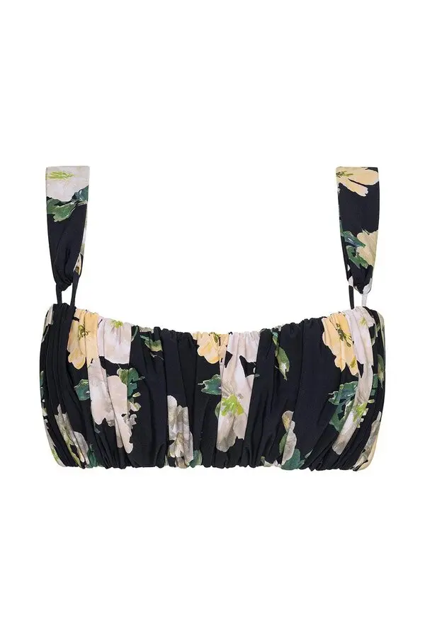 MONTCE Liz Floral Victoria Bandeau Bikini Top - Yellow