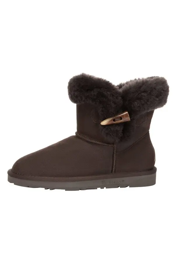 EVERAU AUSTRALIA Robin Horn Toggle Button Mini Boots - Brown
