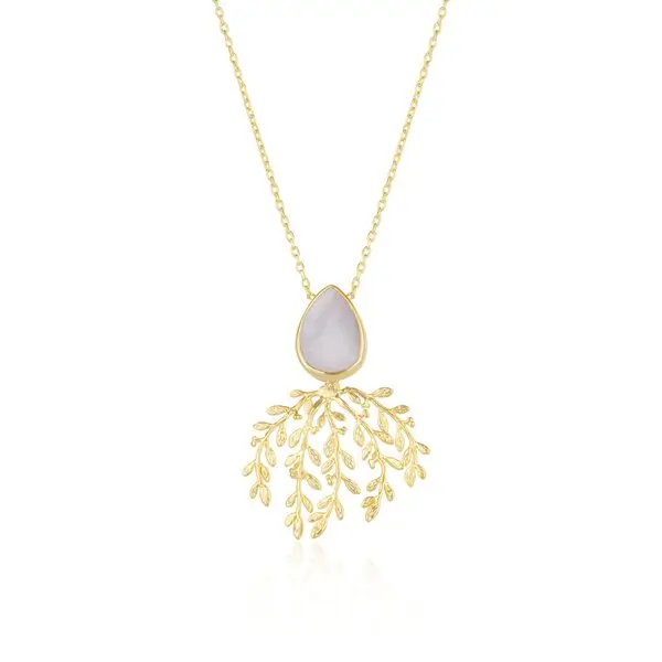 SPERO LONDON Gold And Mother Of Pearl Olive Branch Necklace - Gold/white