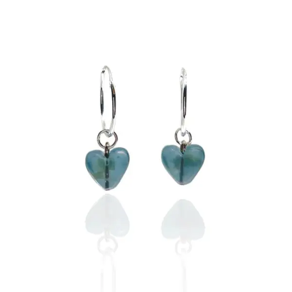 BIO-TRIMMINGS Sapphire Heart Silver Hoop Earrings - Blue