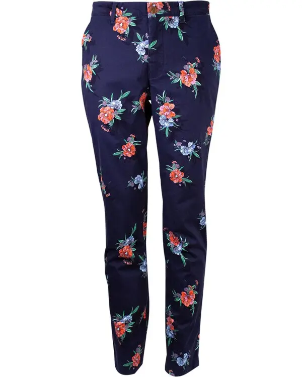 LORDS OF HARLECH Jack Oxford Flowers Pant Navy - Blue