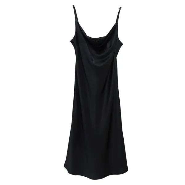 SOFT STROKES SILK Rebirth Of Venus Pure Silk Slip Dress - Black