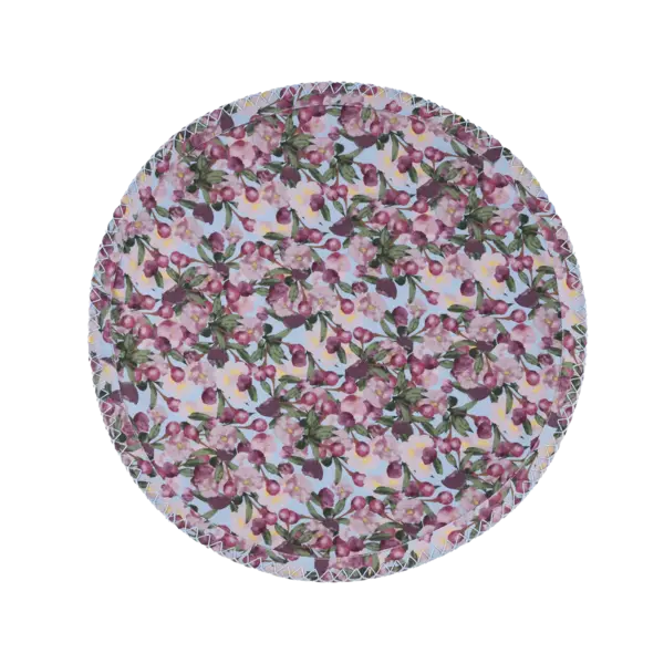 SOPHIE WILLIAMSON DESIGN Set Of Six Round Placemats In Romantic Pink Cherry Blossom Print On - Blue