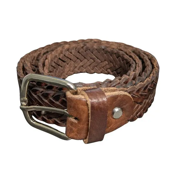 BERBER LEATHER Braided Leather Belt - Brown