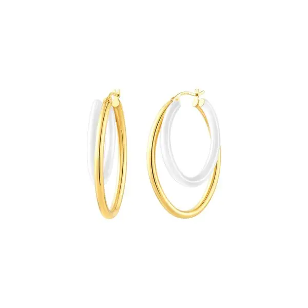GOLD & HONEY Double Oval Hoop Earrings - White/gold