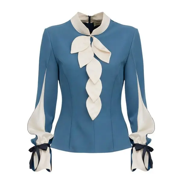 JULIA ALLERT Fitted Blouse With Silk Detail - Blue