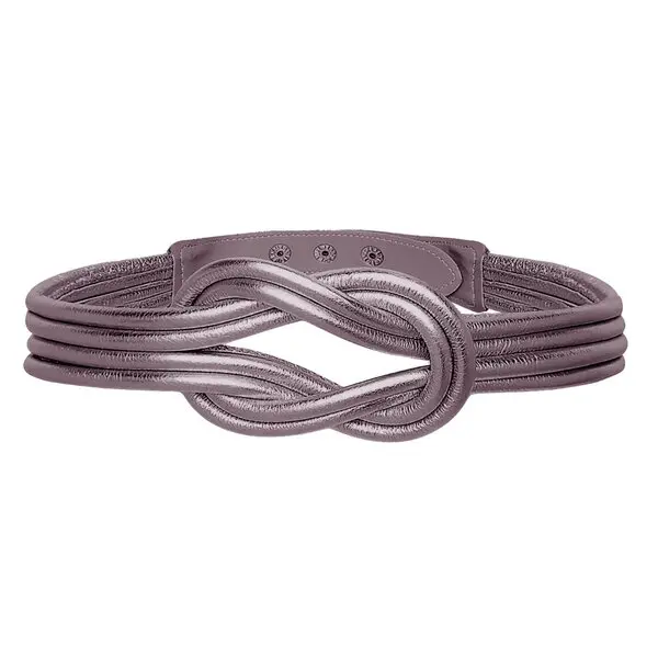 BELTBE Knot Metallic Leather Belt - Grey/silver