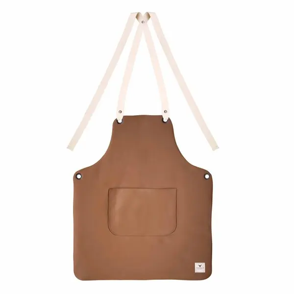 YAKO&CO Minimalist Vegan Leather Apron, Hazelnut - Brown